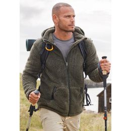 John Devin Kapuzenstrickjacke in weichem Teddyfleece olive M (48/50) M (48/50) Weiche Kuschelige Teddyfleece Jacke