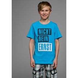 Kidsworld Jungen Kidsworld T-Shirt &raquo;mit Spruch: NICHT DEIN ERNST&laquo; Kurzarm, Basic-Passform, mit trendigem Aufdruck blau 152/158