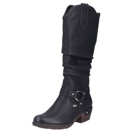 Rieker Westernstiefel, Blockabsatz, Cowboystiefel mit wasserabweisender TEX-Membran schwarz 42 42 Stiefel im modischen Western-Style mit Raffungen...