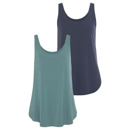 Lascana Longtop »mit gerundetem Saum« 2er-Pack, aus weichem Viskose-Stretch mint, navy 32/34 32/34 Modisches Basic