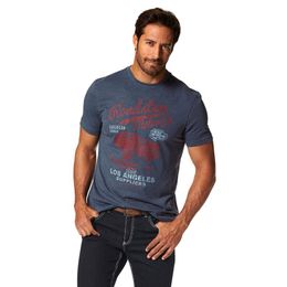 Arizona Herren T-Shirt Kurzarm, melierte Optik, Rundhals, aus Baumwollmischung blau 5XL (72/74)