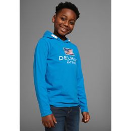 Delmao Jungen DELMAO Kapuzenshirt &raquo;f&uuml;r Jungen&laquo; Langarm, Basic-Passform, bedruckt, aus Baumwolle blau 152/158