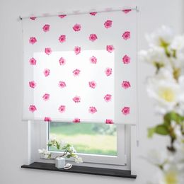 Liedeco Seitenzugrollo »Rosen« Lichtschutz freihängend Seitenzugrollo, Kettenzugrollo, Dekorrollo - Rosen pink pink/weiß Obermaterial: 95%...