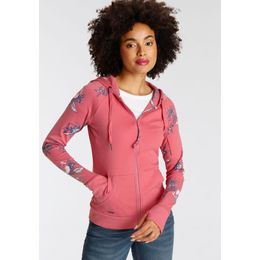 Kangaroos Damen Kangaroos Kapuzensweatjacke mit blumigem Druck im Hawaii-Look lila 48/50