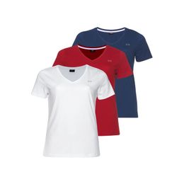 H.I.S. H.I.S T-Shirt »Essential-Basics« Spar-Set, 3er-Pack, figurumspielender Schnitt, aus Baumwolle marine, weiß, rot 56/58 56/58 V-Ausschnitt und...