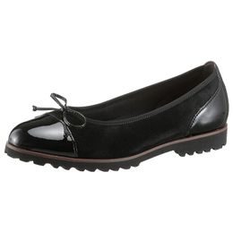Gabor Ballerina Flats, Chunky Slipper mit komfortablem Gummieinfass schwarz 44 44 Ballerina mit süßer Zierschleife