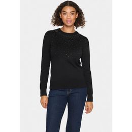 Saint Tropez Rundhalspullover »CherriSZ« mit kleinen Glitzernieten Black XS XS Casual Pullover von Saint Tropez