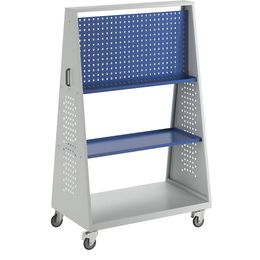 eurokraft basic Werkzeug- und Materialwagen, 2 Lochplatten, 2 Ablageböden, LxBxH 1052 x 629 x 1690 mm