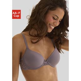 Schalen-BH Lascana "Vittoria", Damen, Gr. 75, Cup C, grau, Spitze, Obermaterial: 84% Polyamid (TACTEL), 16% Elasthan (LYCRA), BHs, mit Bügel und Rücken aus floraler Spitze