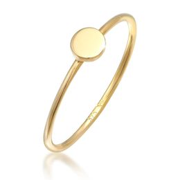 Elli Ringe - Ring Pl&auml;ttchen Runde Form Statement 375 Gelbgold - Gr. 54 MM - in Gold - f&uuml;r Damen