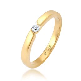 Elli Ringe - Ring Verlobungsring Diamant (0.06 ct.) 925 Silber - Gr. 56 MM - in Gold - f&uuml;r Damen