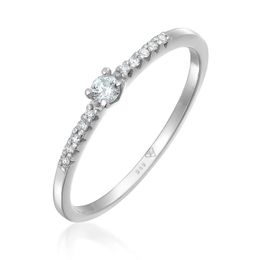 Elli Ringe - Ring Diamant Verlobung Hochzeit (0.11 ct) 585 Wei&szlig; - Gr. 58 MM - in Wei&szlig; - f&uuml;r Damen