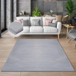 Teppich the carpet, B:70cm H:11mm L:140cm, grau, Polyester, Ankleidezimmer, Teppiche, "Cosy", Wohnzimmer Teppich Fell-Optik waschbar elegant