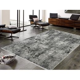 Teppich, B:240cm H:8mm L:340cm, grau, OCI DIE TEPPICHMARKE, Kunstfaser, Viskose, Wohnzimmer, Teppiche, "BESTSELLER CAVA", Glanz Viskose, mit Fransen,