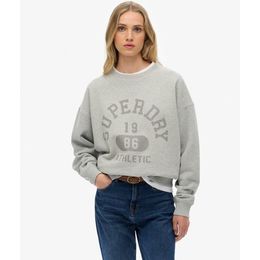 Superdry Damen Baumwolle Gesticktes Logo Athletic Essentials Relaxed Crew Sweatshirt, Grau - Gr&ouml;&szlig;e: 38 210262350076607Q017
