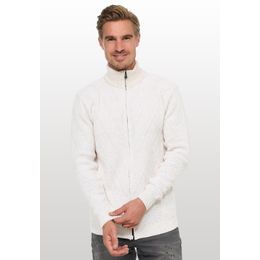 Rusty Neal Herren Strickjacke, beige, Gr. XXXL, unifarben, 70% Polyacryl, 30% Baumwolle, Strickjacken, mit Stehkragen und durchgehendem Rei&szlig;verschluss
