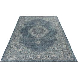 Teppich Obsession, B:80cm H:0,5mm L:150cm, blau, Polypropylen (PP), Wohnzimmer, Teppiche, "My Nordic 875", Flachgewebe, Orient-Optik, Vintage Design,