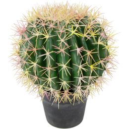 Kunstpflanze I.GE.A. "Kugelkaktus", grün, B:26cm H:33cm L:26cm, Obermaterial: 100% Kunststoff, Kunstpflanzen, 33 cm