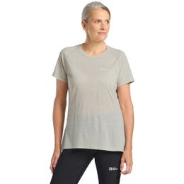 Jack Wolfskin Damen Funktionsshirt "KAMMWEG S/S W", beige, Gr. XL, Oberstoff 50% WOLLE, 50% POLYESTER, Shirts