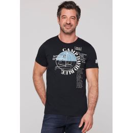 CAMP DAVID Herren T-Shirt, blau, Gr. S, bedruckt, Jersey, Obermaterial: 100% Baumwolle, Shirts, mit Wording-Prints