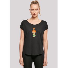 F4NT4STIC Damen T-Shirt "Pebbles Feuerstein", schwarz, Gr. XS, Obermaterial: 100% Baumwolle, Shirts, Damen,Premium Merch,Lang,Longshirt,Bedruckt