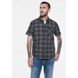 Street One MEN Herren Karohemd, schwarz, Gr. L, kariert, Web, 100% Baumwolle, Hemden, aus reiner Baumwolle