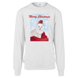 Merchcode Sweatshirt 'Merry Christmas Cat' Damen Gr&ouml;&szlig;e XS mischfarben / wei&szlig;