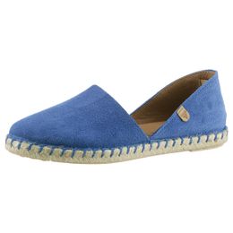 VERBENAS Damen Espadrille "CARMEN SERRAJE", Gr. 35, blau, Veloursleder, Schuhe, Schlupfschuh, Sommerschuh, Loafer mit typischem Jute-Rahmen