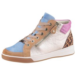 Ara Damen Sneaker "ROM", Gr. 2,5, bunt, Leder, Veloursleder, mehrfarbig, metallic, Schuhe, High Top Sneaker, Schn&uuml;rboots mit Rei&szlig;verschluss