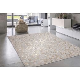 Fellteppich Calo-deluxe, B:80cm H:8mm L:150cm, gold, Leder, Teppiche, "Audra 100", echtes Rinderfell, Wohnzimmer