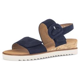 Gabor Damen Keilsandalette "GENUA", Gr. 39, blau, Nubukleder, unifarben, Schuhe, Riemchensandale, Sommerschuh, Komfortschuh in Weite G (=weit)