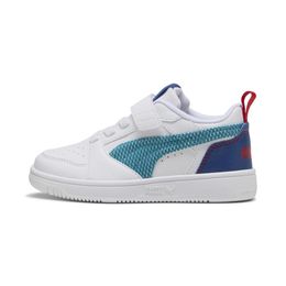 Puma Sneaker 'Rebound V6 Run Fun' Jungen Größe 29 cyanblau / dunkelblau / weiß