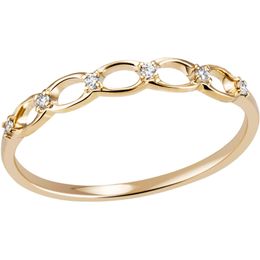 Firetti Damen Fingerring "Schmuck Geschenk Gold 585 Goldring Damenring", 58, 0,05 SI = kleine Einschlüsse, Diamanten Gelbgold 585, 1,2mm, gold,
