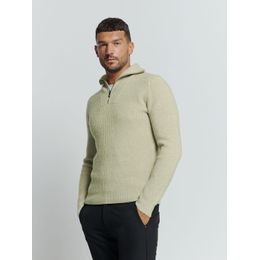 NO EXCESS Herren Rollkragenpullover "NO EXCESS Pullover mit halbem Rei&szlig;verschluss und Wolle", grau, Gr. XXL, 37% Baumwolle, 28% polyacryl, 26%