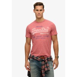 Rundhalsshirt Superdry "VL CLASSIC RELAXED TEE", Herren, Gr. XL, rot (mid rot grit), Single Jersey, Obermaterial: 60% Baumwolle, 40% Polyester, meliert, relaxed fit normal, Rundhals, Shirts Rundhalsshirt