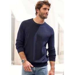John Devin Damen Strickpullover, blau, Gr. S, unifarben, Strick, Obermaterial: 50% Baumwolle, 50% Polyacryl, Pullover, Pullover in modischen Farben