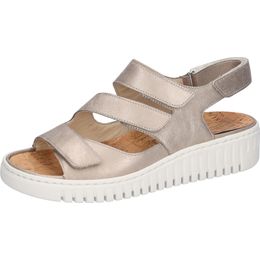 Waldläufer WALDLÄUFER Damen Plateausandale "H-WILLOW", Gr. 6, gold, Nappaleder, metallic, Schuhe, Sommerschuh, Klettschuh, Bequemschuh in Komfortweite H (= sehr