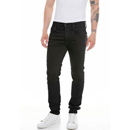 Replay Herren Slim-fit-Jeans "Anbass", schwarz, Gr. 36, Denim/Jeans, Obermaterial: 74% Baumwolle, 22% Polyester, 4% Elasthan, Jeans