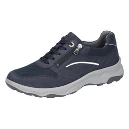 Waldläufer WALDLÄUFER Herren Sneaker "H-MAX", Gr. 7, blau, Nubukleder, Textil, Schuhe, Schnürschuh, Halbschuh mit zusätzlichem Reißverschluss, H-Weite