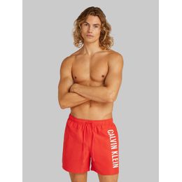 Herren Badeshorts "MEDIUM DRAWSTRING"flaming chili, Gr. XXL, Calvin Klein Swimwear, unifarben, Polyester, Badehosen, mit gro&szlig;em Logo