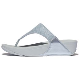 fitflop Damen Zehentrenner "LULU SHIMMERLUX TOE-POST SANDALS", Gr. 36, blau, Synthetik, Textil, Glitzer, Schuhe, Keilabsatz, Sommerschuh, Schlappen