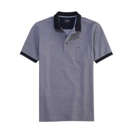 OLYMP Herren Poloshirt "Casual", blau, Gr. S, Piqué, Obermaterial: 100% Baumwolle, Shirts, Two-Tone Piqué, Seitenschlitzen im Saum