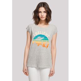 F4NT4STIC Damen T-Shirt "I Believe UFO Alien Sonnenuntergang", grau, Gr. XXL, Obermaterial: 100% Baumwolle, Shirts, Premium Qualit&auml;t