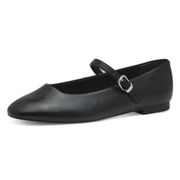 Tamaris Damen Riemchenballerina, Gr. 39, schwarz, Lederimitat, unifarben, Schuhe, Blockabsatz, Businessschuh, Flats in veganer Verarbeitung