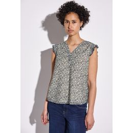 Street One Damen Blusentop, blau, Gr. 38, bedruckt, Stoff, 100% Polyester, Blusen, mit grafischem Muster