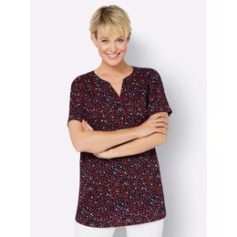 Classic Basics Damen Schlupfbluse, bunt, Gr. 38, gemustert, gepunktet, mehrfarbig, 100% Polyester, Blusen
