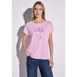 Street One Damen T-Shirt, rosa, Gr. 34, unifarben, Web, 50% Baumwolle, 50% Modal, Shirts, im soften Baumwoll-Mix