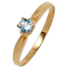 Jobo Damen Fingerring, 58, Gelbgold 585, gelb, Gelbgold 585, Fingerringe, 585 Gold mit Aquamarin