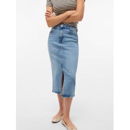 V&eacute;ro Moda VERO MODA Damen Jeansrock "VMNATALIE HR MIDI DNM SKIRT MIX NOOS", blau, Gr. S, unifarben, Denim/Jeans, Obermaterial: 99% Baumwolle, 1% Elasthan, R&ouml;cke