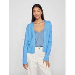 Vila Damen Cardigan "VIRIL SHORT L/S KNIT CARDIGAN-NOOS", blau, Gr. XS, meliert, Feinstrick, Obermaterial: 50% Viskose, 27% Nylon, 23% Polyester,